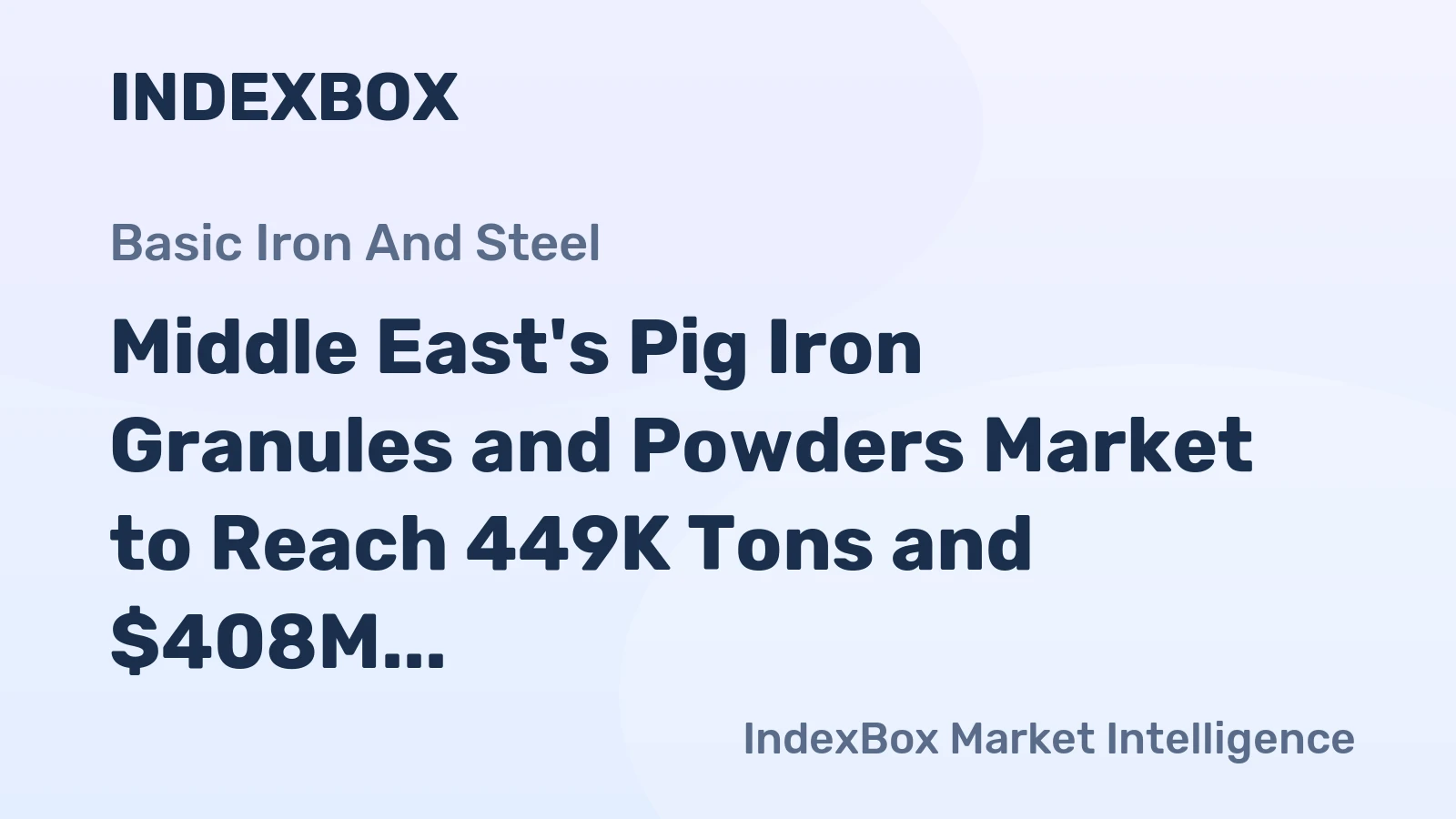 Middle East's Pig Iron Granules and Powders Market to Reach 449K Tons and $408M by 2035