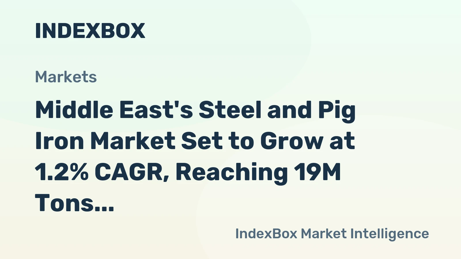 Middle East's Steel and Pig Iron Market Set to Grow at 1.2% CAGR, Reaching 19M Tons by 2035