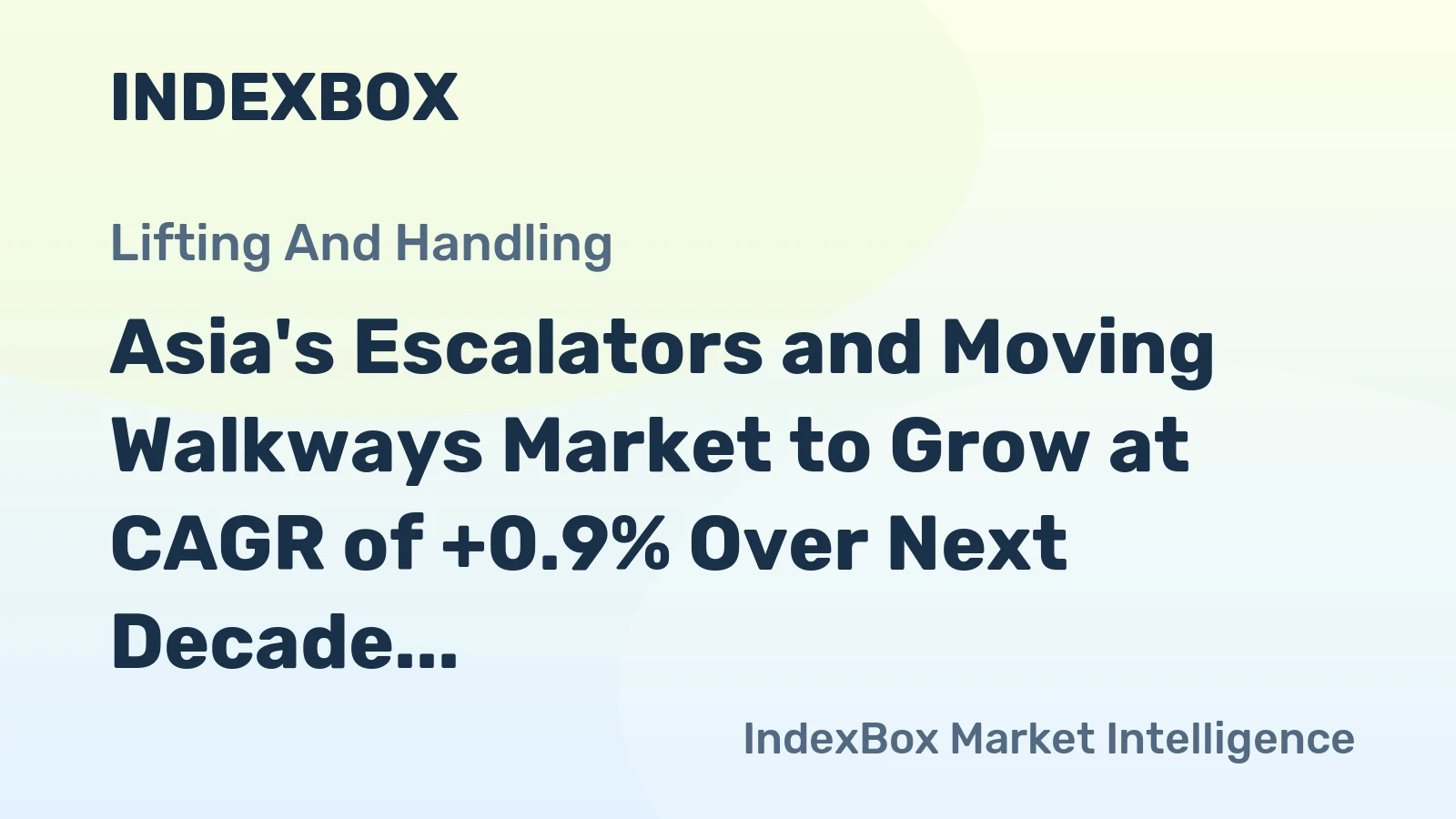 Asia's Escalators and Moving Walkways Market to Grow at CAGR of +0.9% Over Next Decade