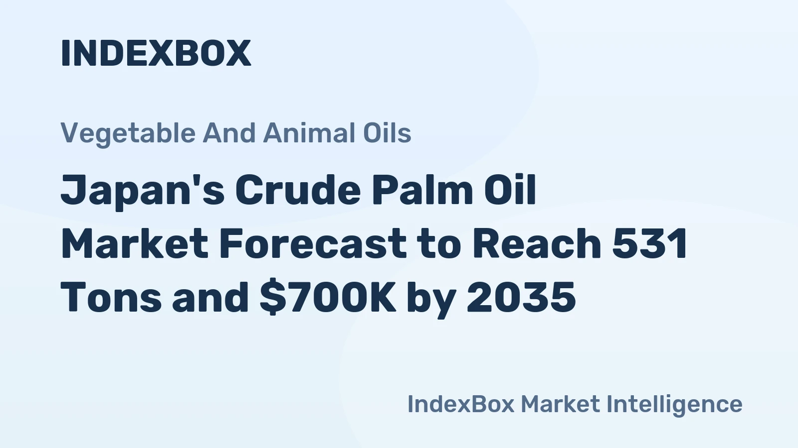 Japan's Crude Palm Oil Market Forecast to Reach 531 Tons and $700K by 2035