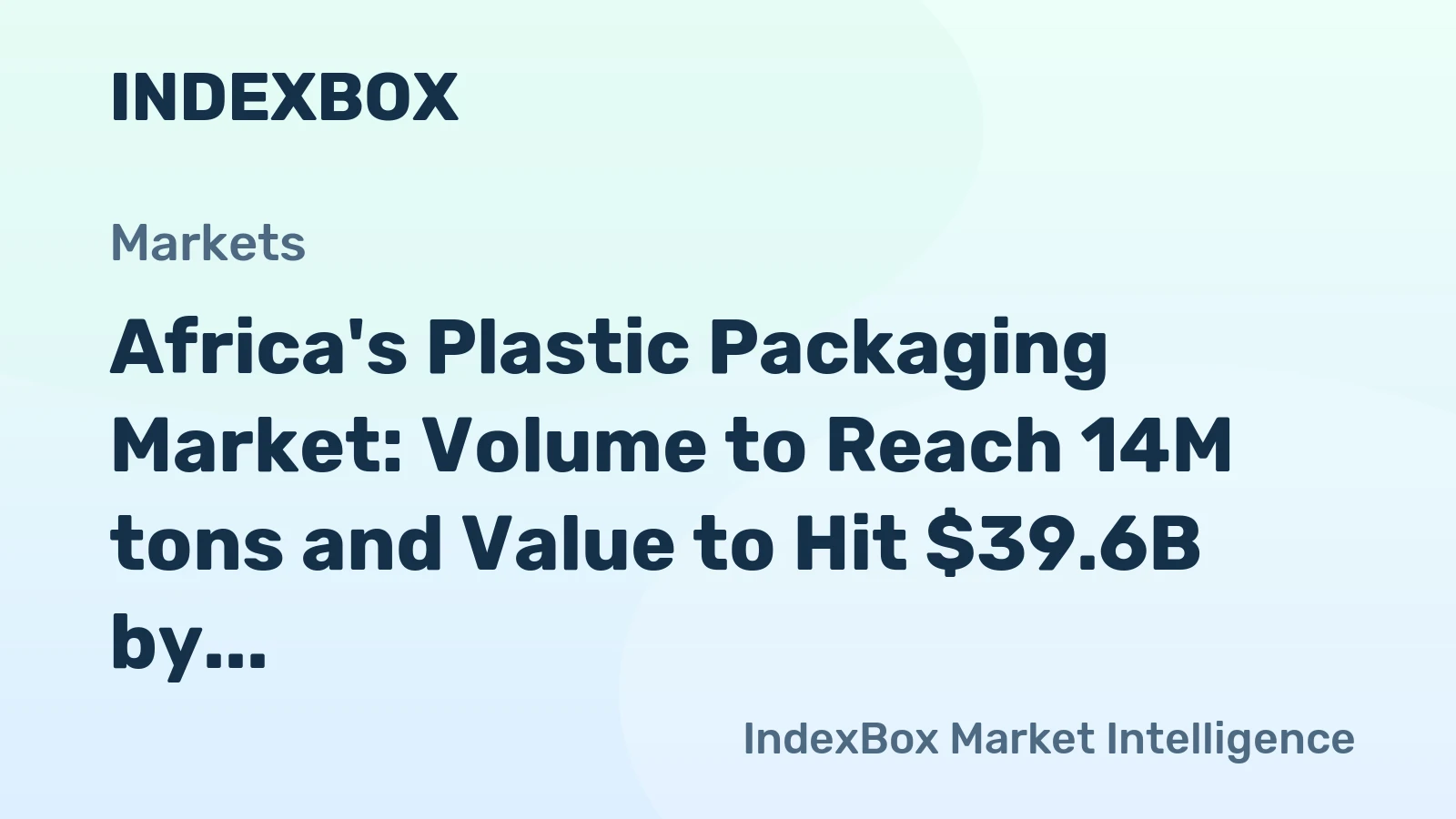 Africa's Plastic Packaging Market: Volume to Reach 14M tons and Value to Hit $39.6B by 2035