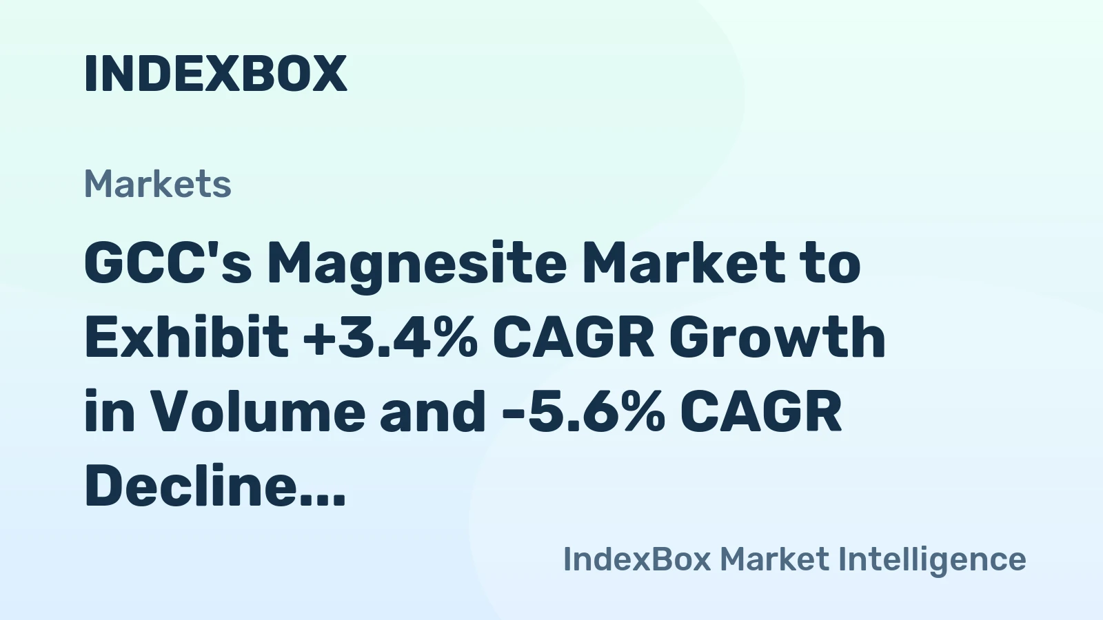 GCC's Magnesite Market to Exhibit +3.4% CAGR Growth in Volume and -5.6% CAGR Decline in Value from 2024 to 2035