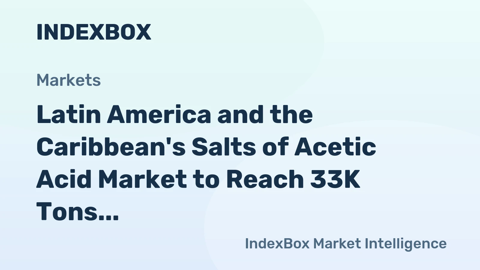 Latin America and the Caribbean's Salts of Acetic Acid Market to Reach 33K Tons and $126M by 2035