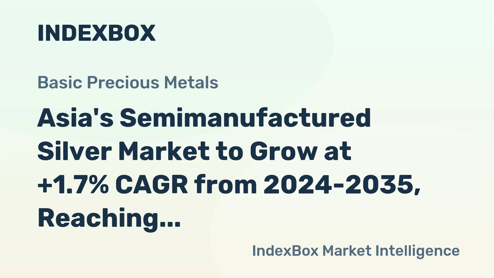Asia's Semimanufactured Silver Market to Grow at +1.7% CAGR from 2024-2035, Reaching 28K Tons