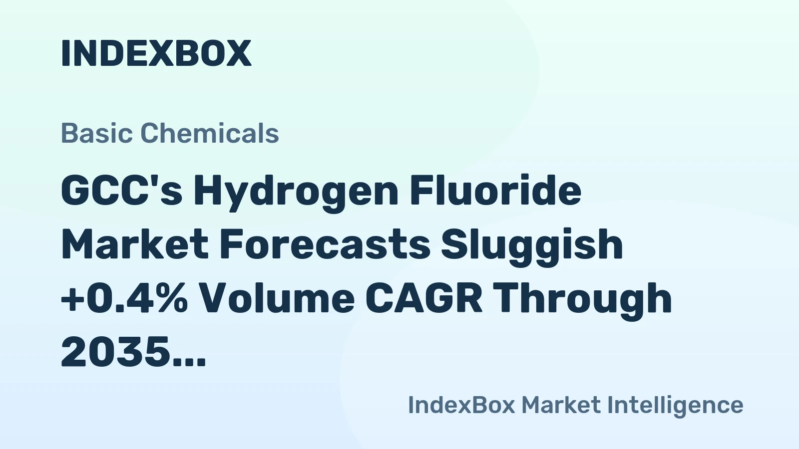 GCC's Hydrogen Fluoride Market Forecasts Sluggish +0.4% Volume CAGR Through 2035