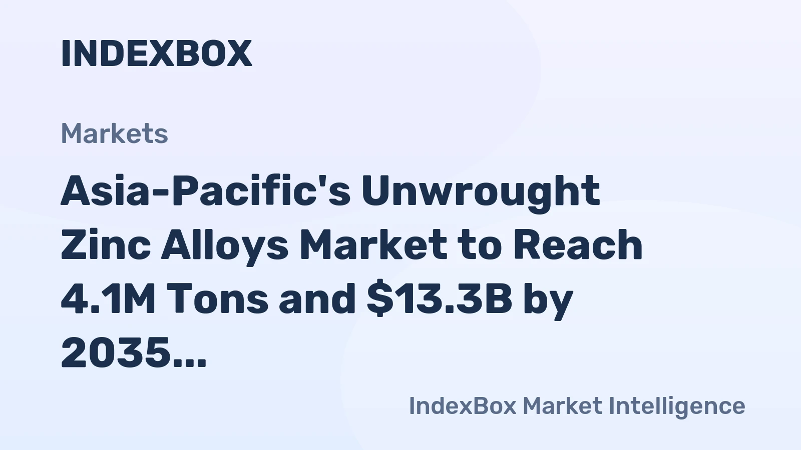 Asia-Pacific's Unwrought Zinc Alloys Market to Reach 4.1M Tons and $13.3B by 2035