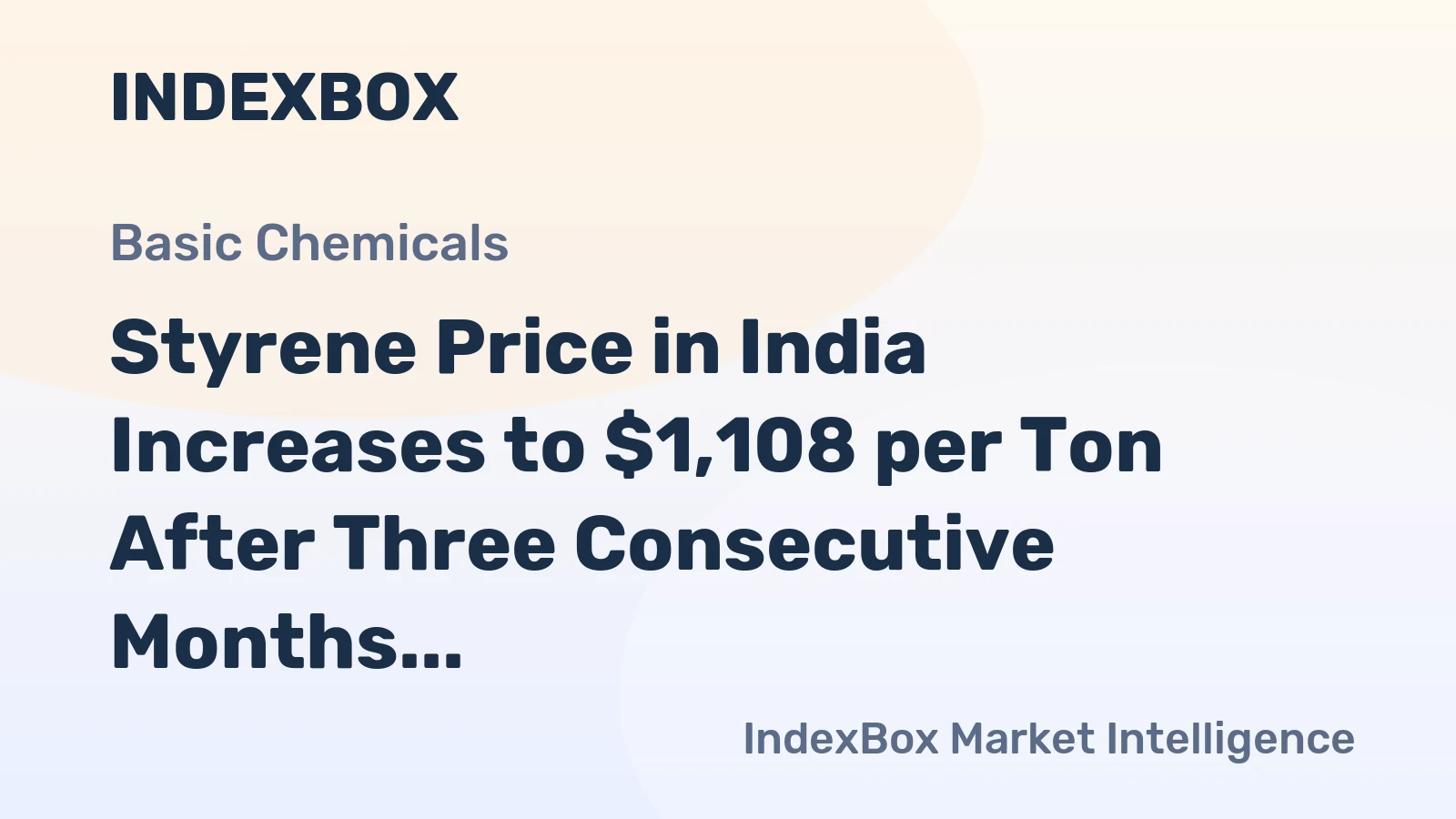 Styrene Price in India Increases to $1,108 per Ton After Three Consecutive Months of Increase