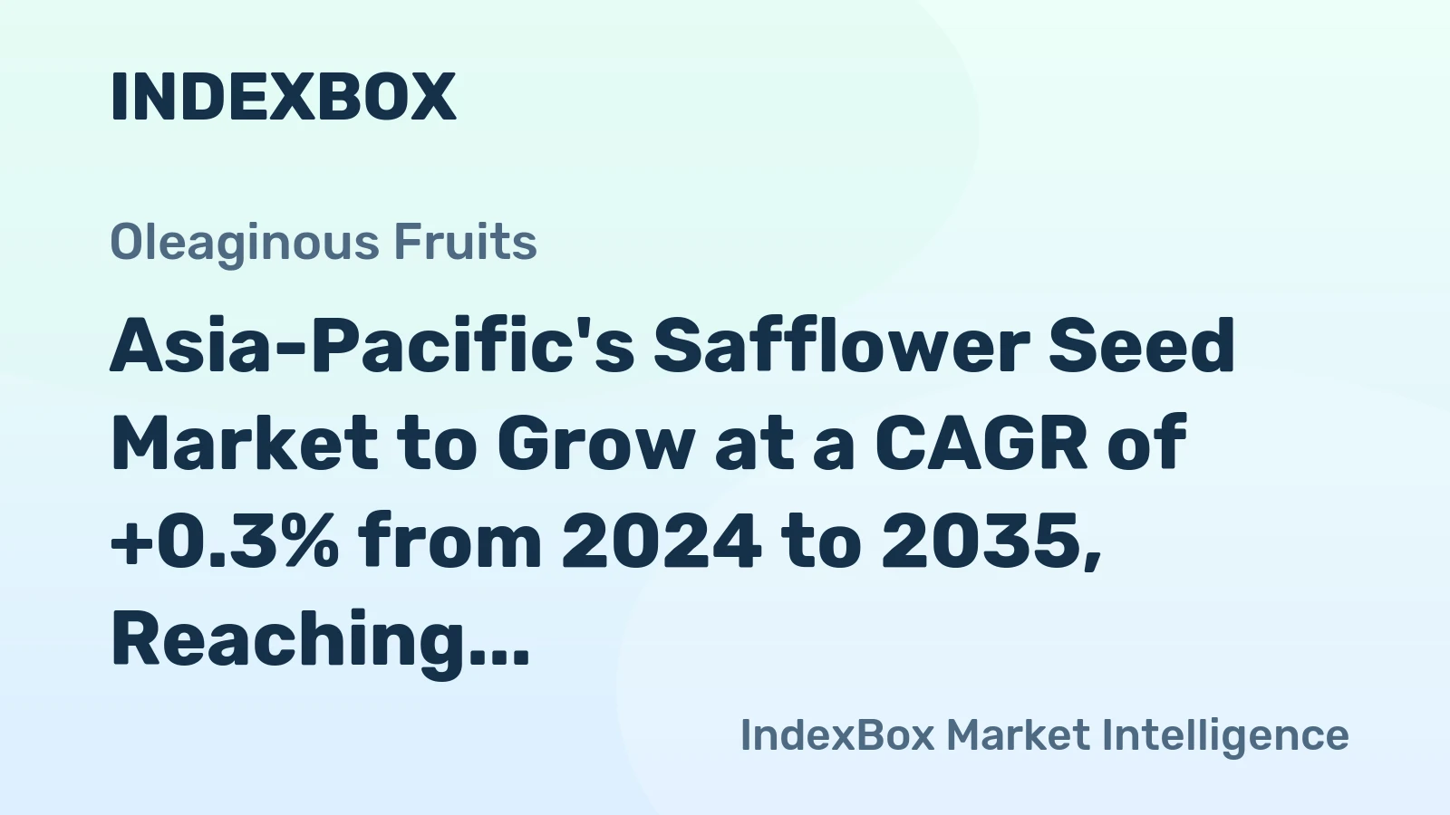 Asia-Pacific's Safflower Seed Market to Grow at a CAGR of +0.3% from 2024 to 2035, Reaching 171K Tons