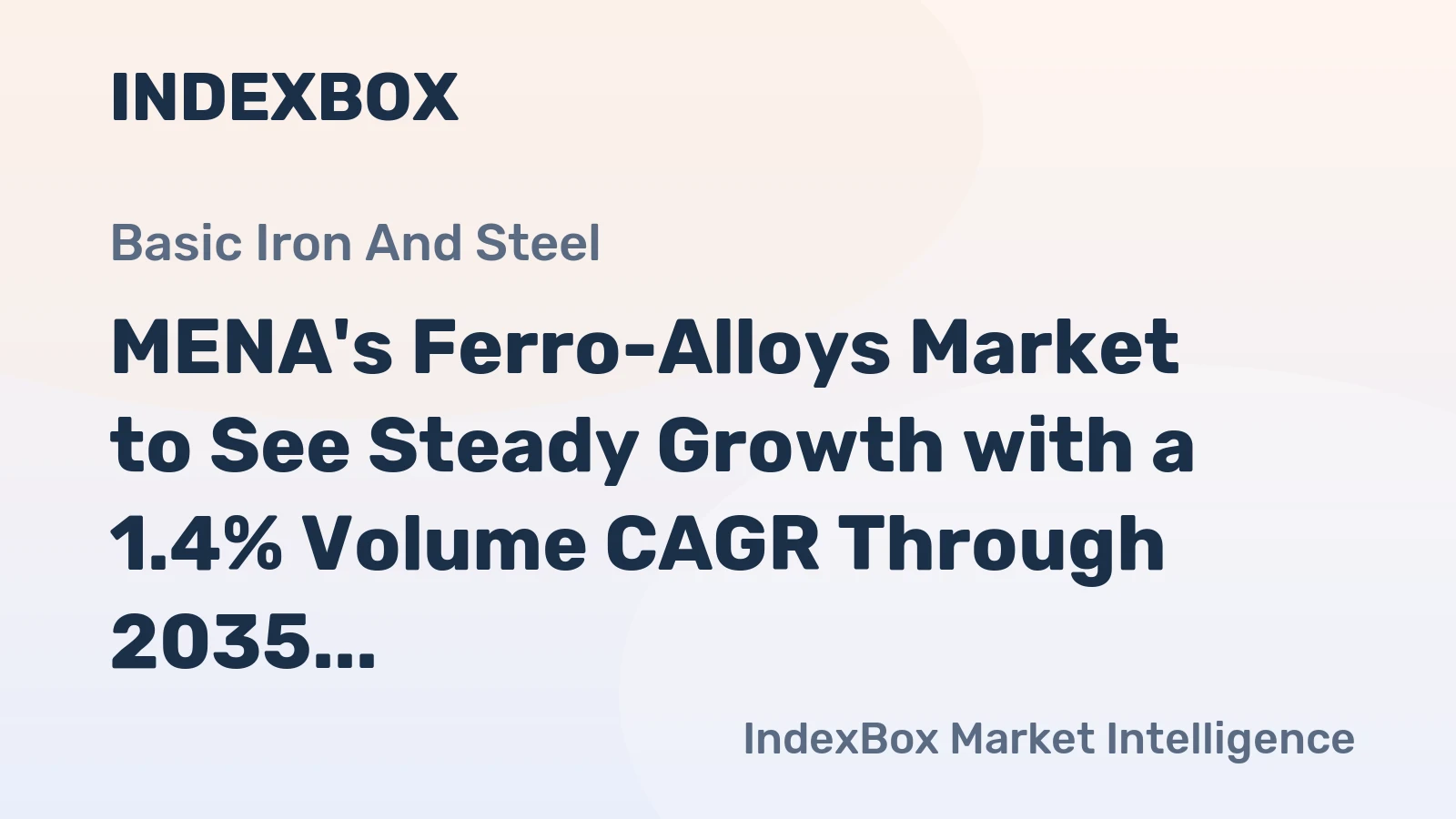 MENA's Ferro-Alloys Market to See Steady Growth with a 1.4% Volume CAGR Through 2035