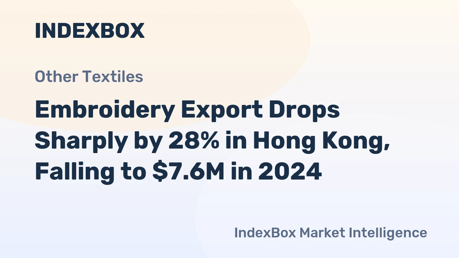 Embroidery Export Drops Sharply by 28% in Hong Kong, Falling to $7.6M in 2024