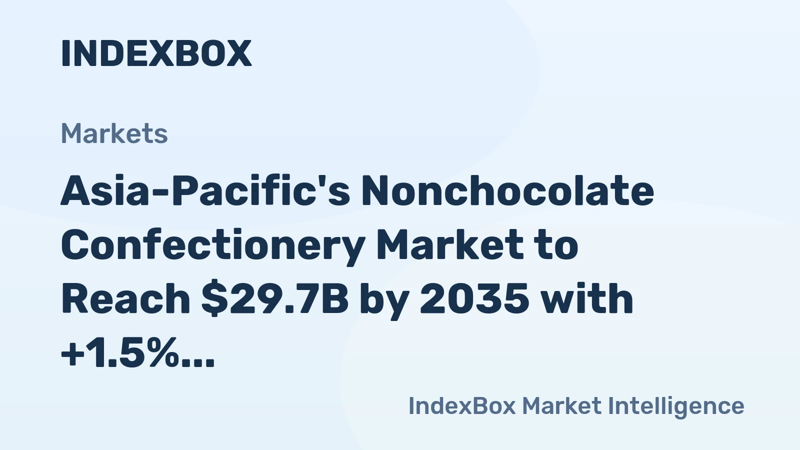 Asia-Pacific's Nonchocolate Confectionery Market to Reach $29.7B by 2035 with +1.5% CAGR