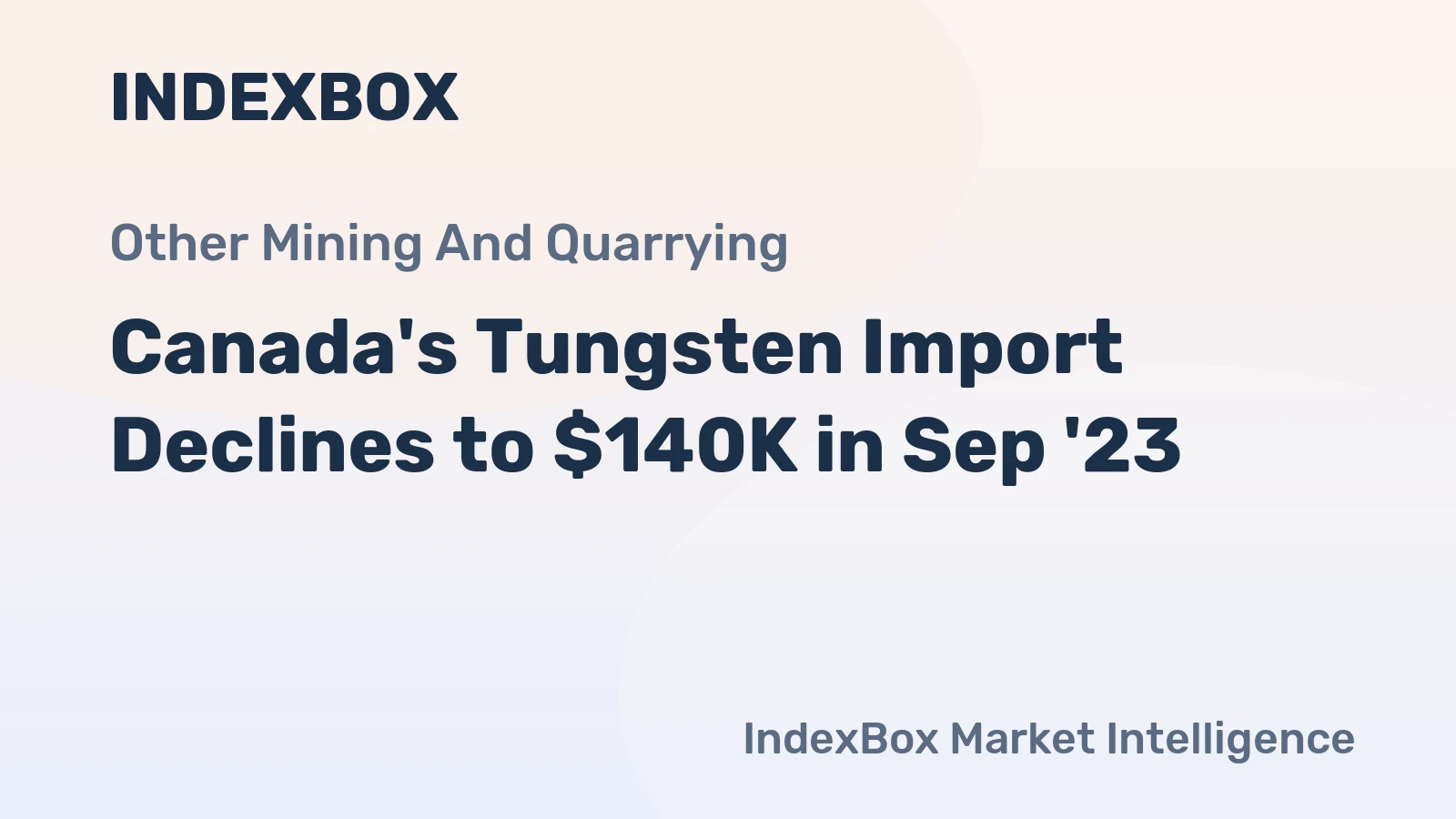 Canada's Tungsten Import Declines to $140K in Sep '23