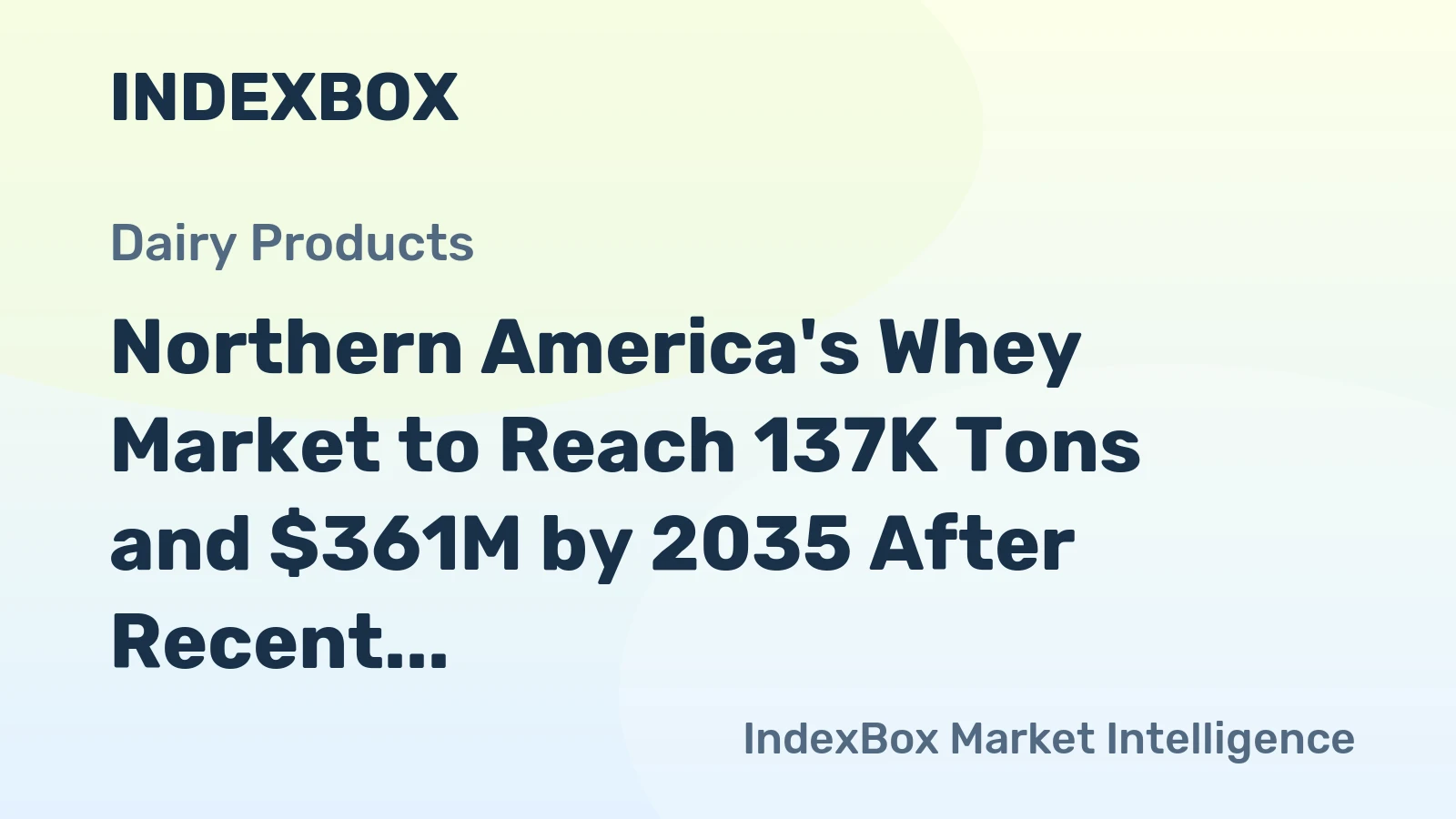 Northern America's Whey Market to Reach 137K Tons and $361M by 2035 After Recent Contraction