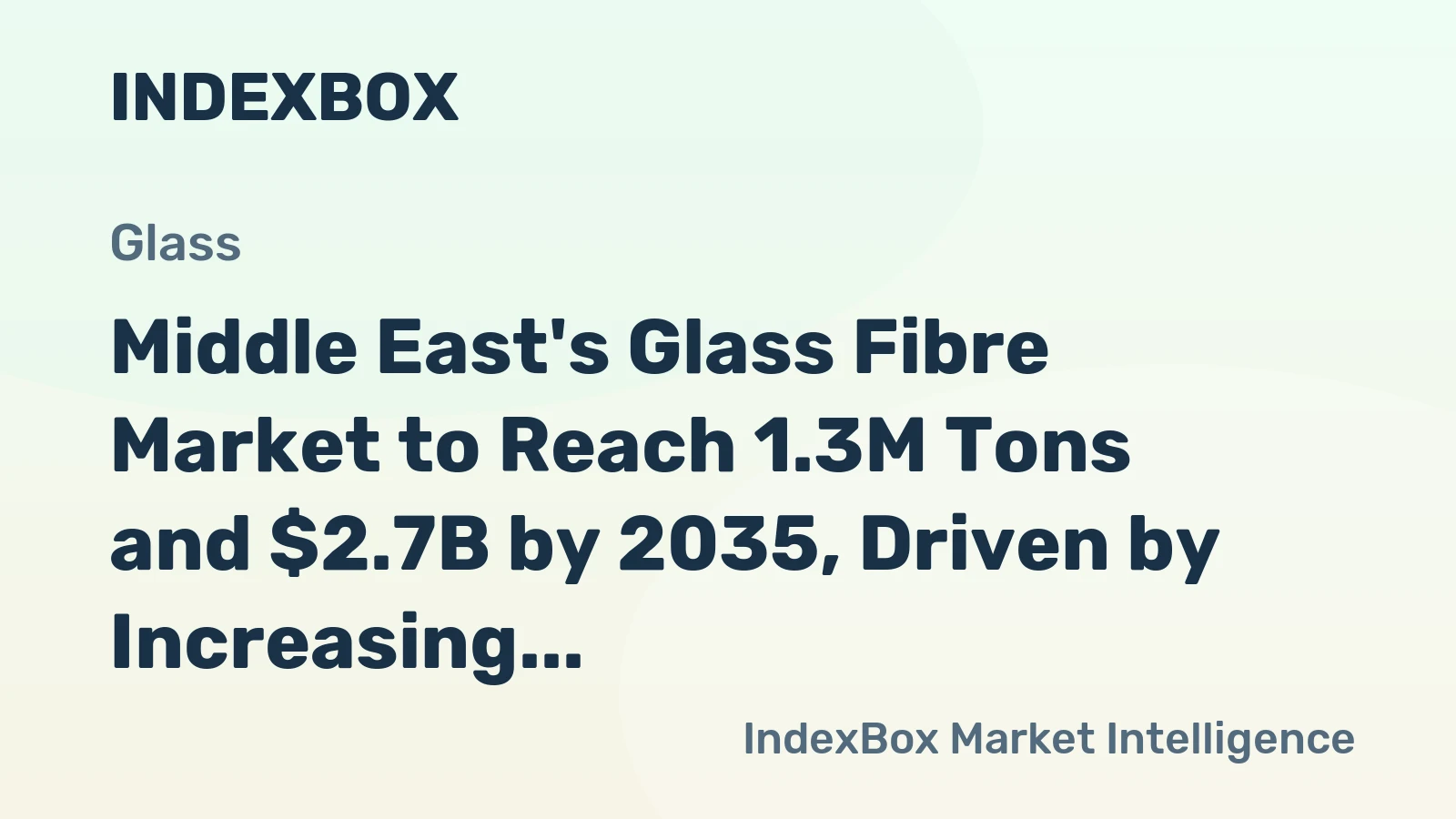Middle East's Glass Fibre Market to Reach 1.3M Tons and $2.7B by 2035, Driven by Increasing Demand