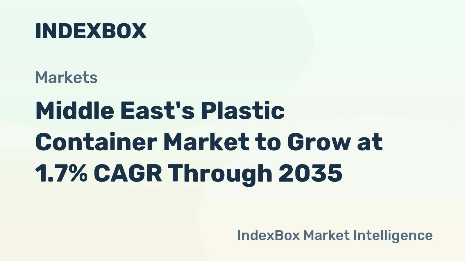 Middle East's Plastic Container Market to Grow at 1.7% CAGR Through 2035