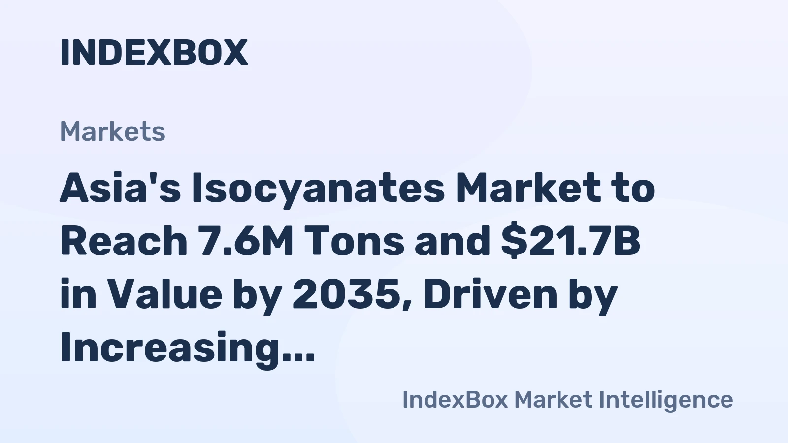 Asia's Isocyanates Market to Reach 7.6M Tons and $21.7B in Value by 2035, Driven by Increasing Demand