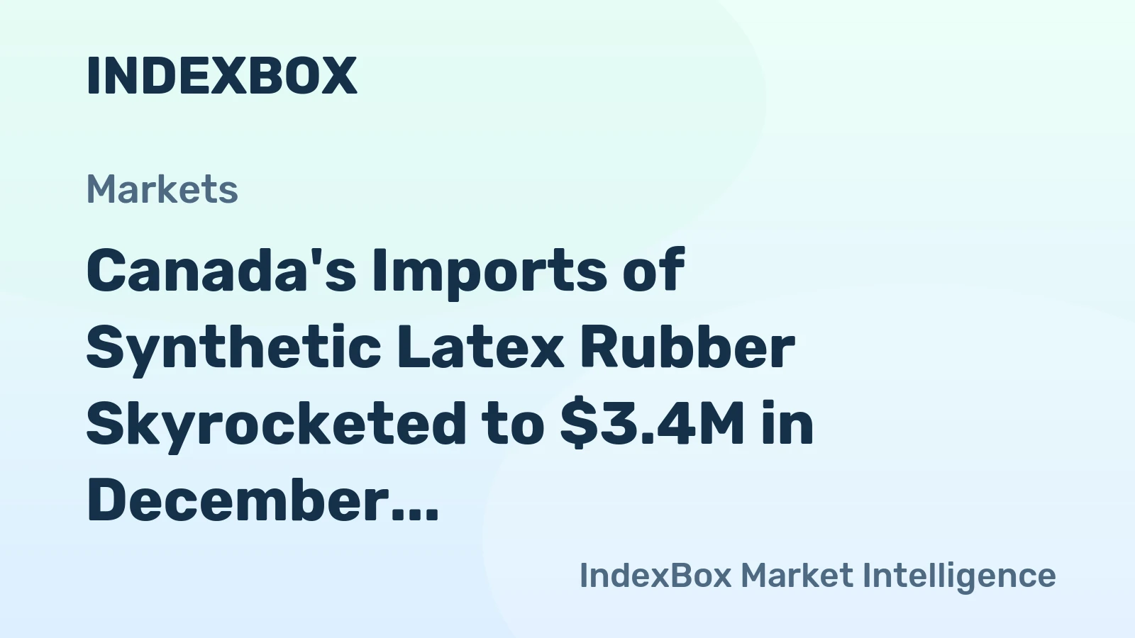 Canada's Imports of Synthetic Latex Rubber Skyrocketed to $3.4M in December 2023