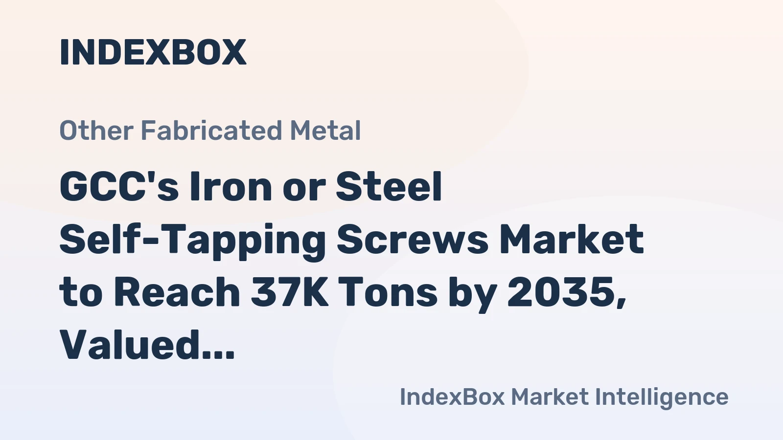 GCC's Iron or Steel Self-Tapping Screws Market to Reach 37K Tons by 2035, Valued at $104M