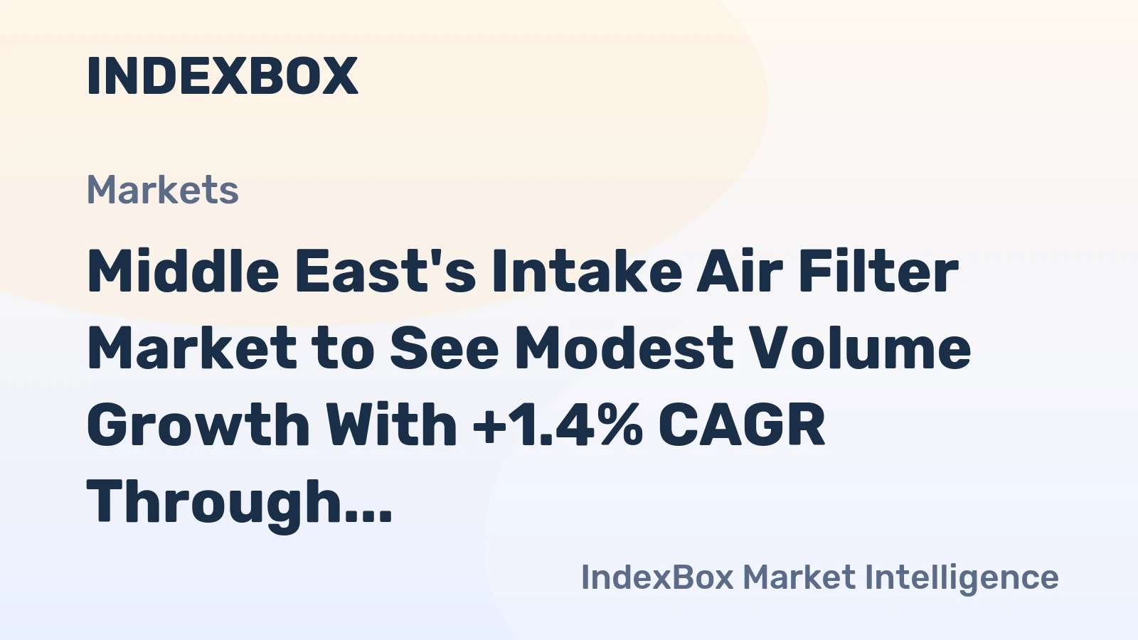 Middle East's Intake Air Filter Market to See Modest Volume Growth With +1.4% CAGR Through 2035