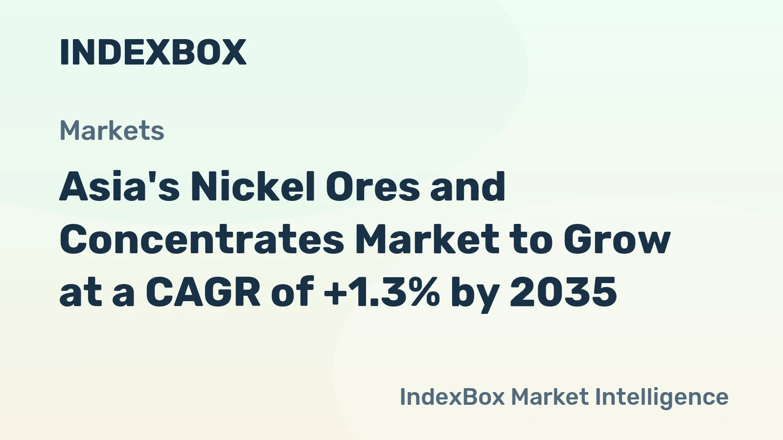 Asia's Nickel Ores and Concentrates Market to Grow at a CAGR of +1.3% by 2035