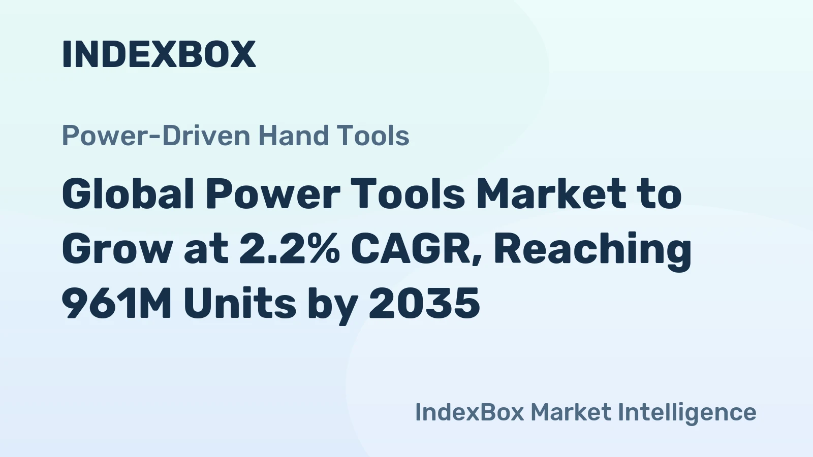 Global Power Tools Market to Grow at 2.2% CAGR, Reaching 961M Units by 2035
