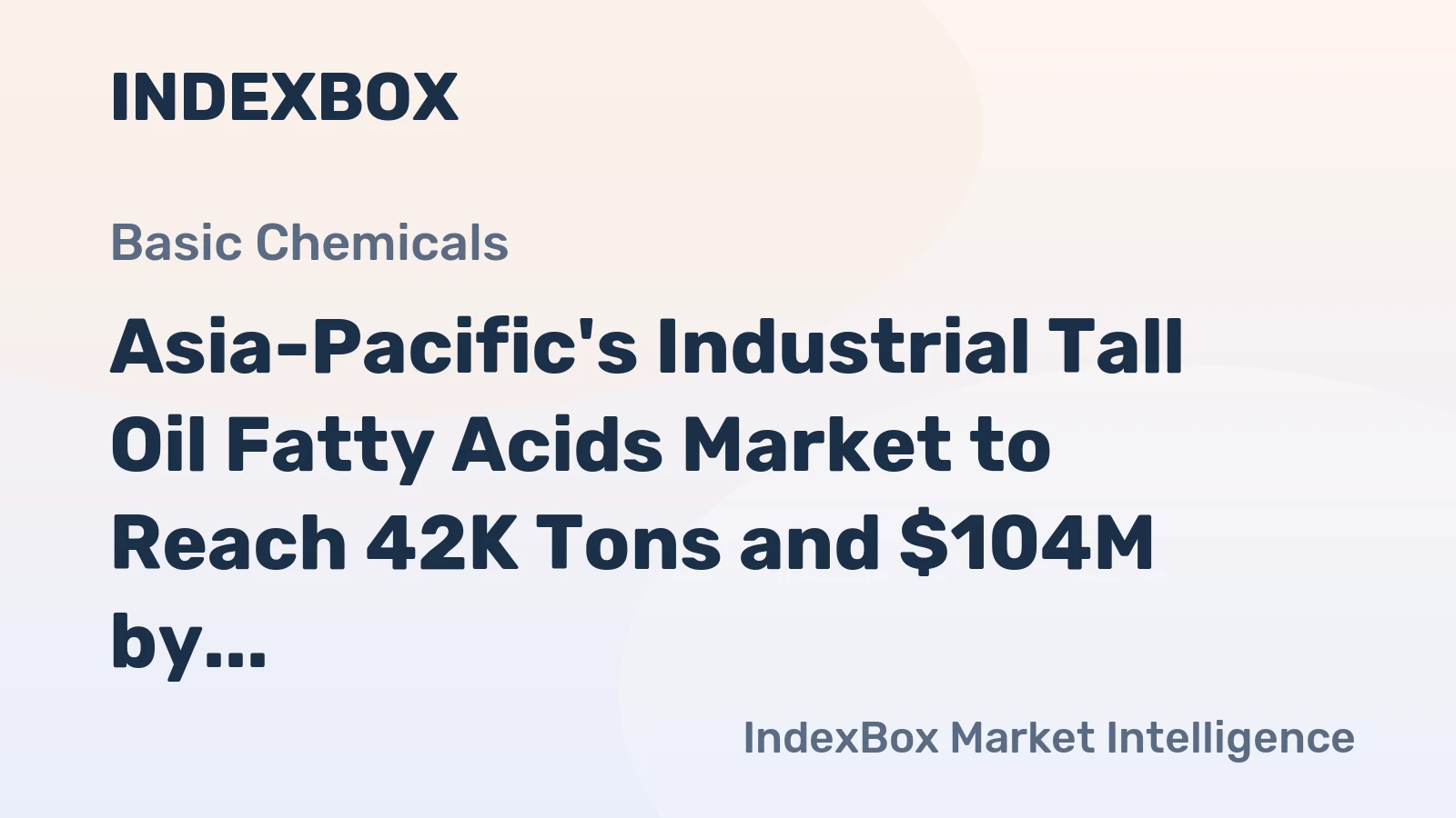 Asia-Pacific's Industrial Tall Oil Fatty Acids Market to Reach 42K Tons and $104M by 2035