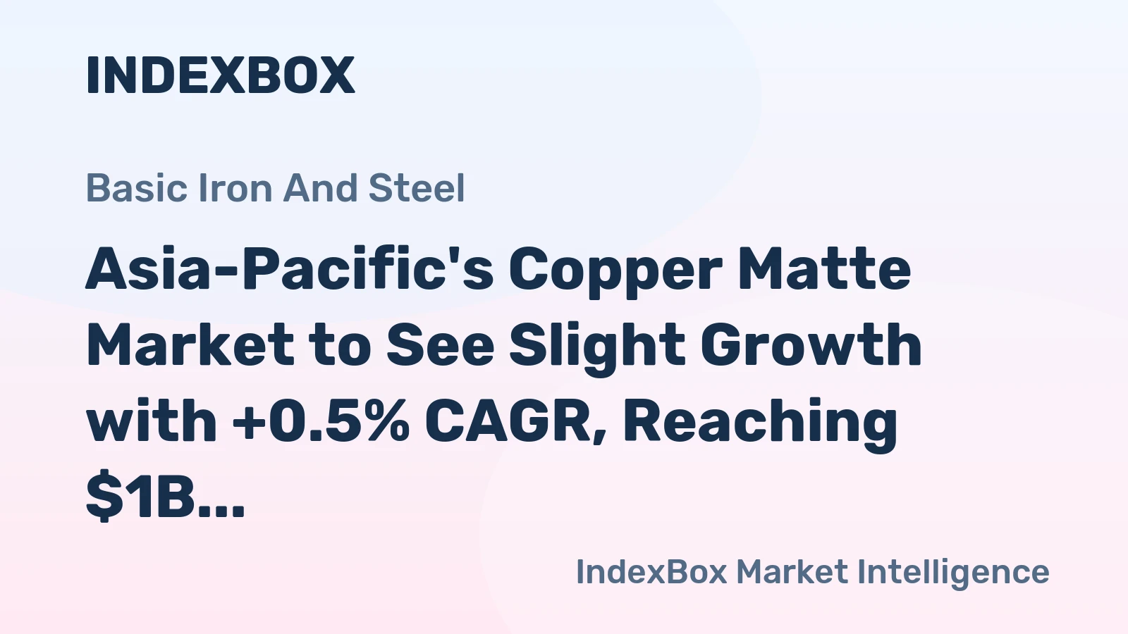 Asia-Pacific's Copper Matte Market to See Slight Growth with +0.5% CAGR, Reaching $1B by 2035