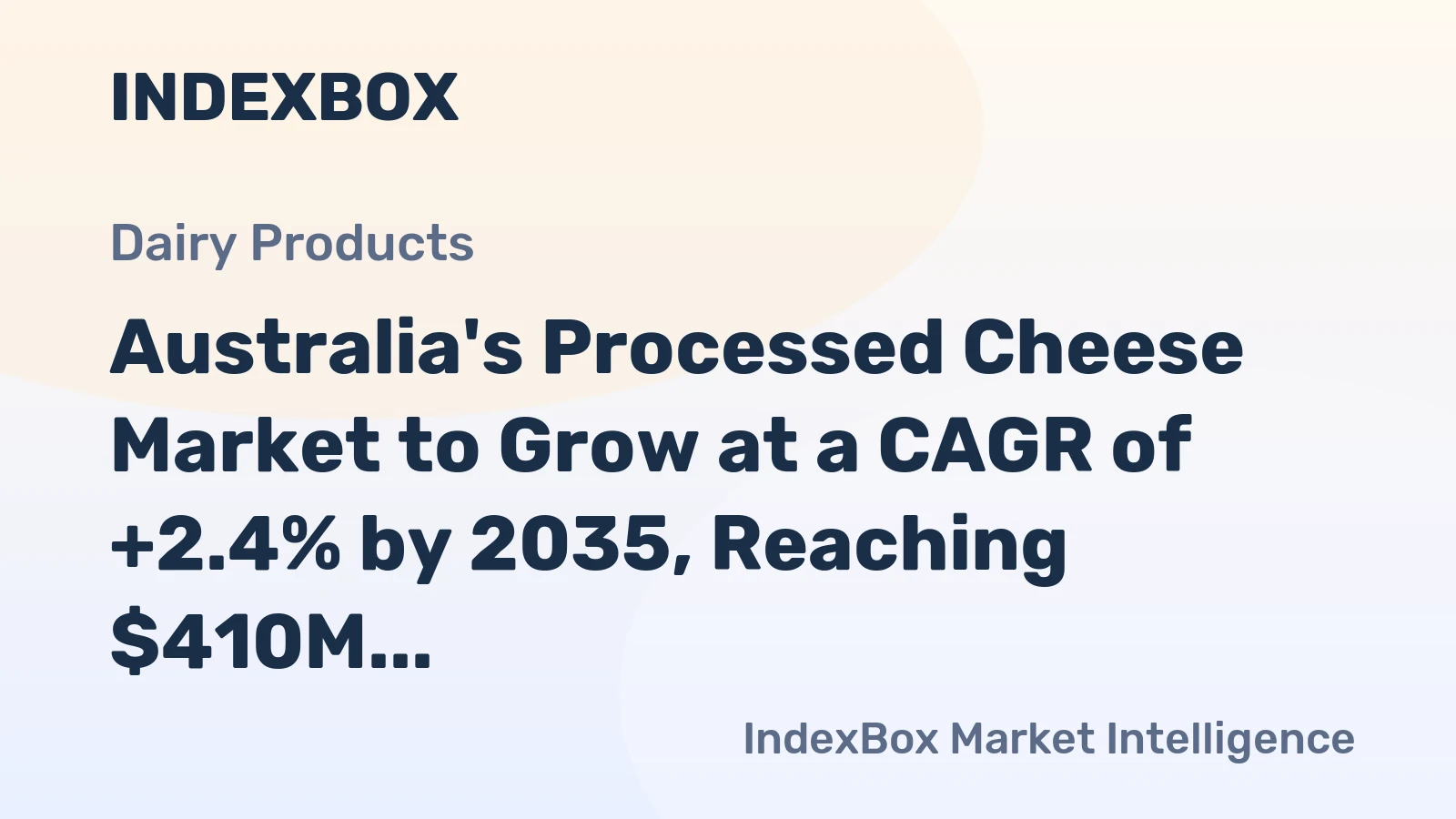 Australia's Processed Cheese Market to Grow at a CAGR of +2.4% by 2035, Reaching $410M