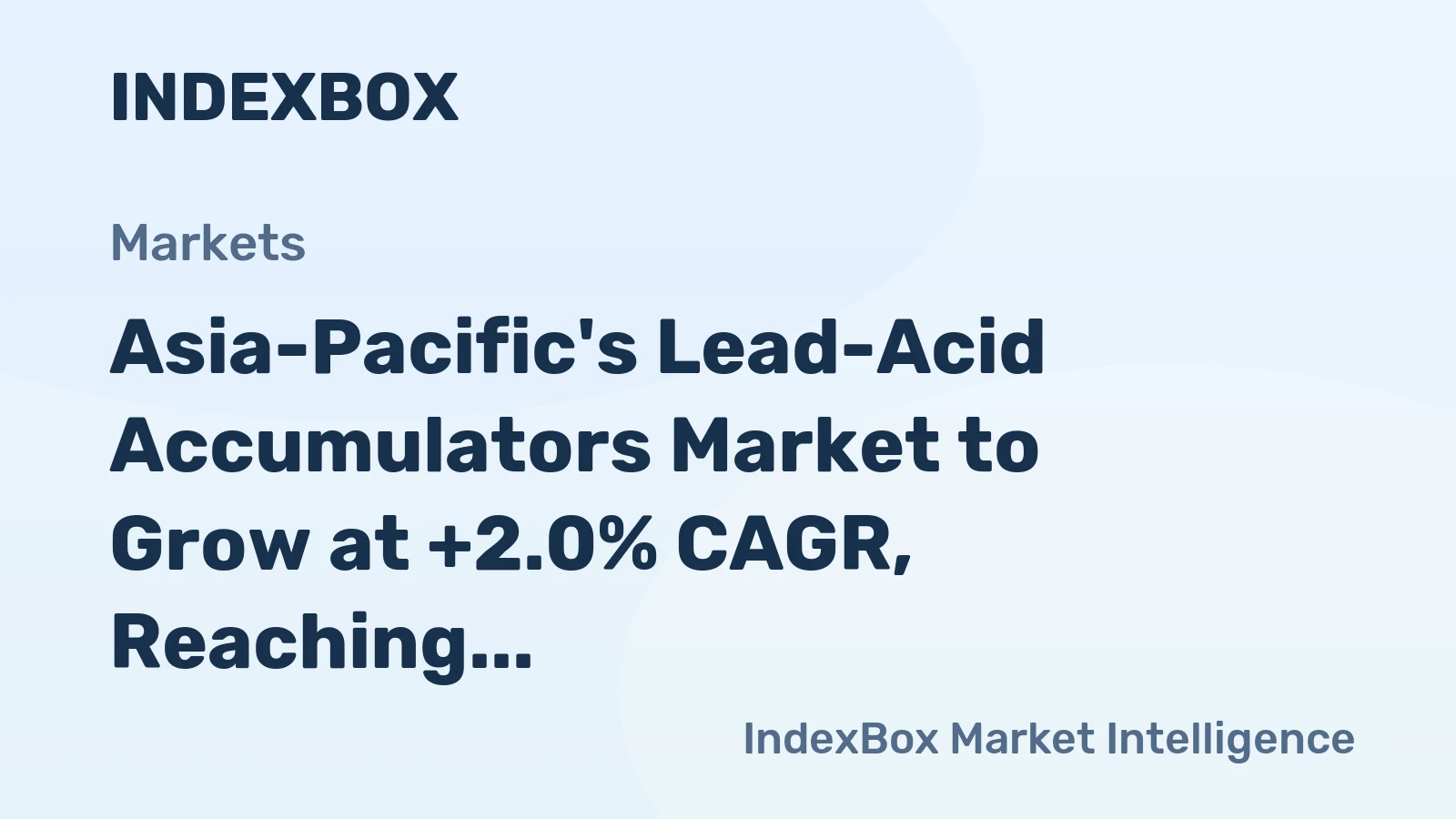 Asia-Pacific's Lead-Acid Accumulators Market to Grow at +2.0% CAGR, Reaching 487M Units by 2035