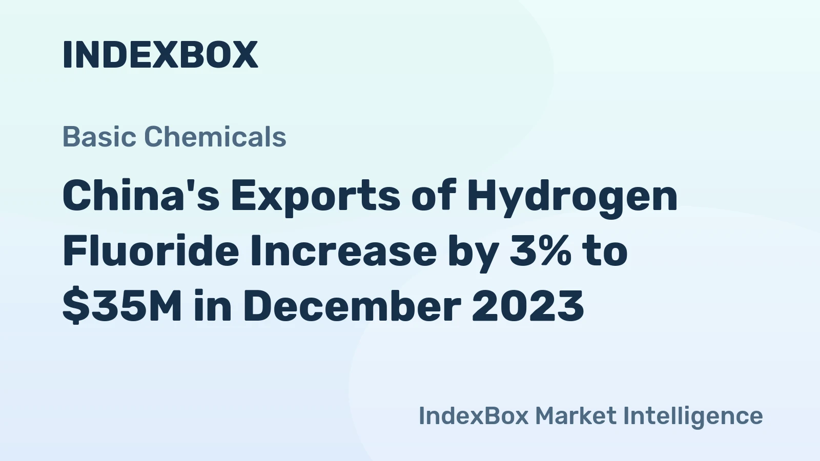 China's Exports of Hydrogen Fluoride Increase by 3% to $35M in December 2023