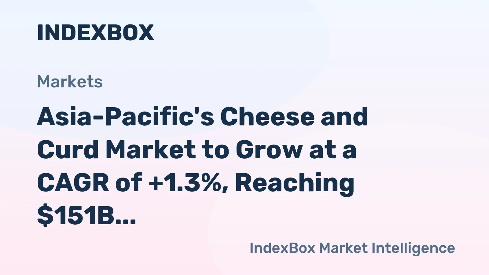 Asia-Pacific's Cheese and Curd Market to Grow at a CAGR of +1.3%, Reaching $151B by 2035