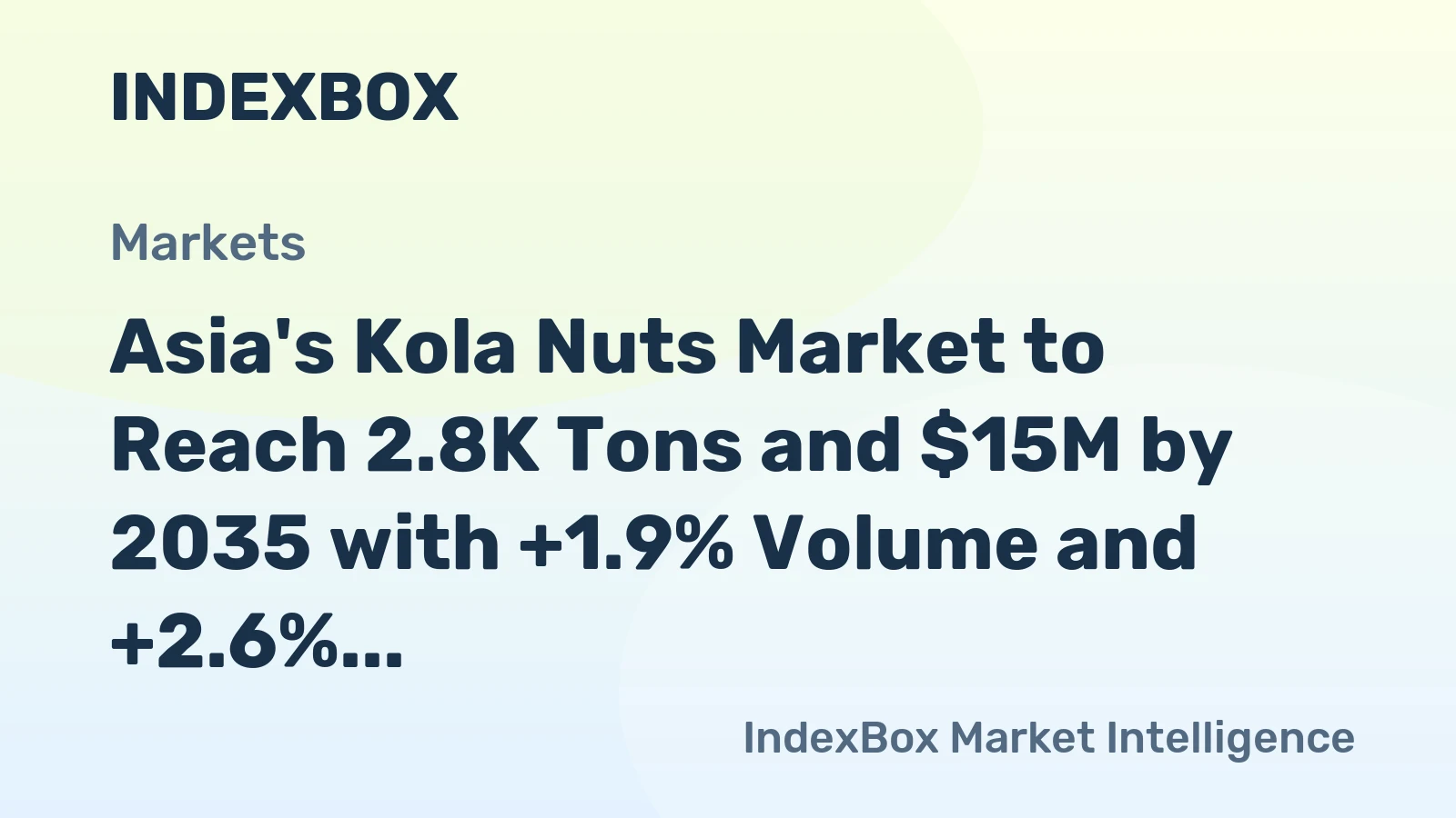 Asia's Kola Nuts Market to Reach 2.8K Tons and $15M by 2035 with +1.9% Volume and +2.6% Value Growth