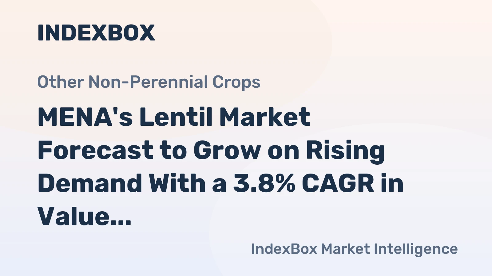 MENA's Lentil Market Forecast to Grow on Rising Demand With a 3.8% CAGR in Value