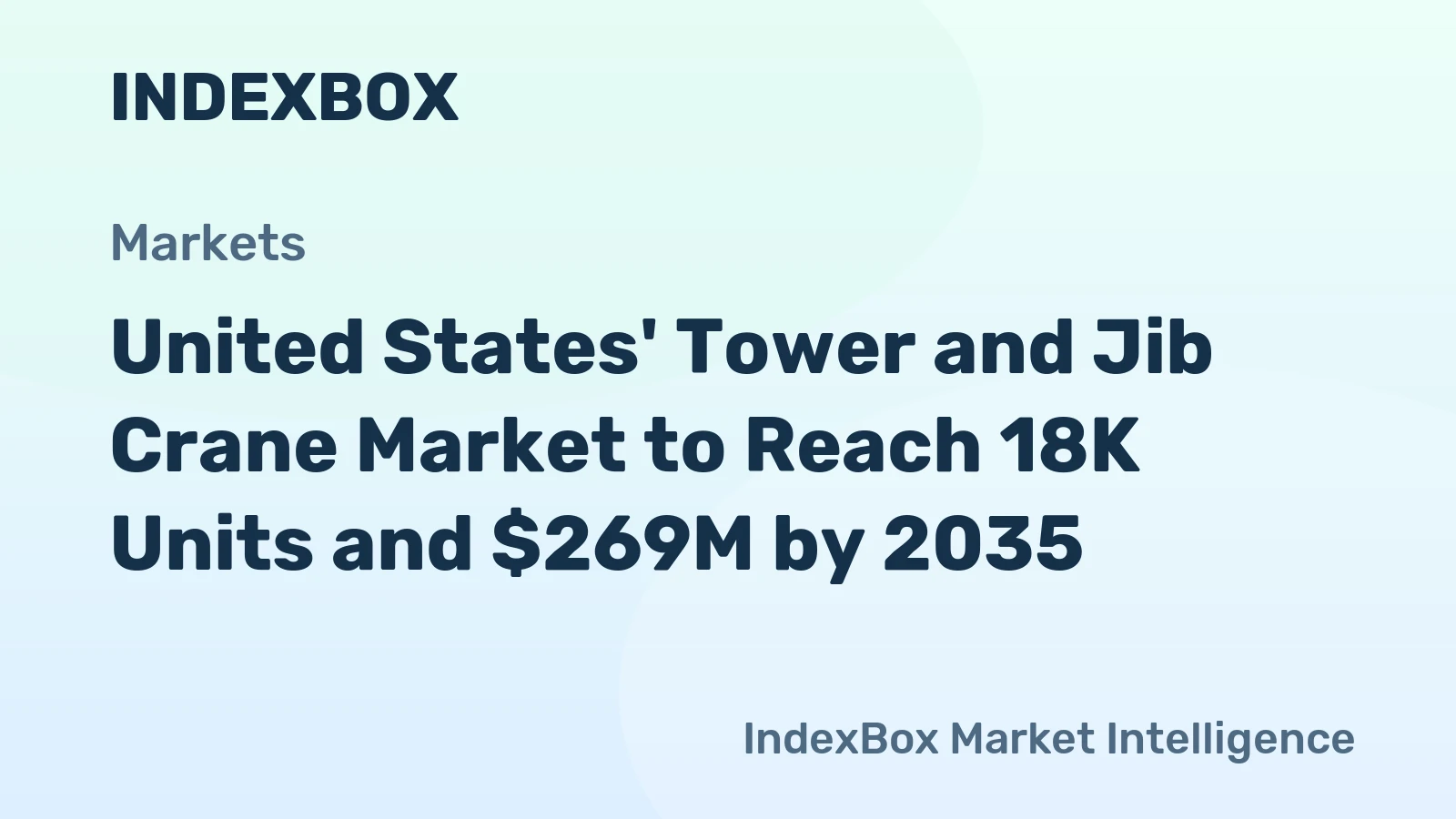 United States' Tower and Jib Crane Market to Reach 18K Units and $269M by 2035