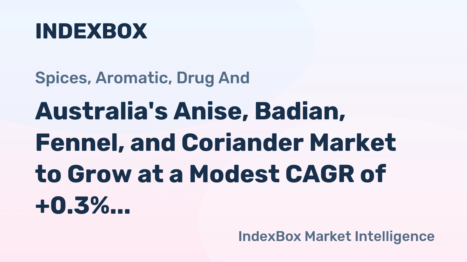 Australia's Anise, Badian, Fennel, and Coriander Market to Grow at a Modest CAGR of +0.3% from 2024 to 2035