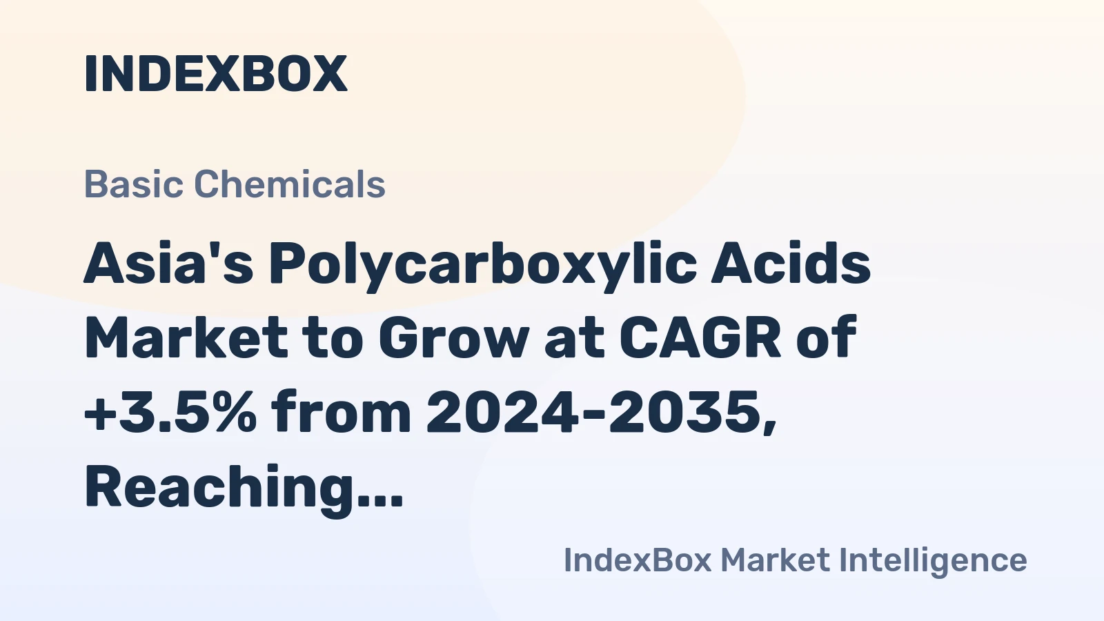 Asia's Polycarboxylic Acids Market to Grow at CAGR of +3.5% from 2024-2035, Reaching $30.2B by 2035