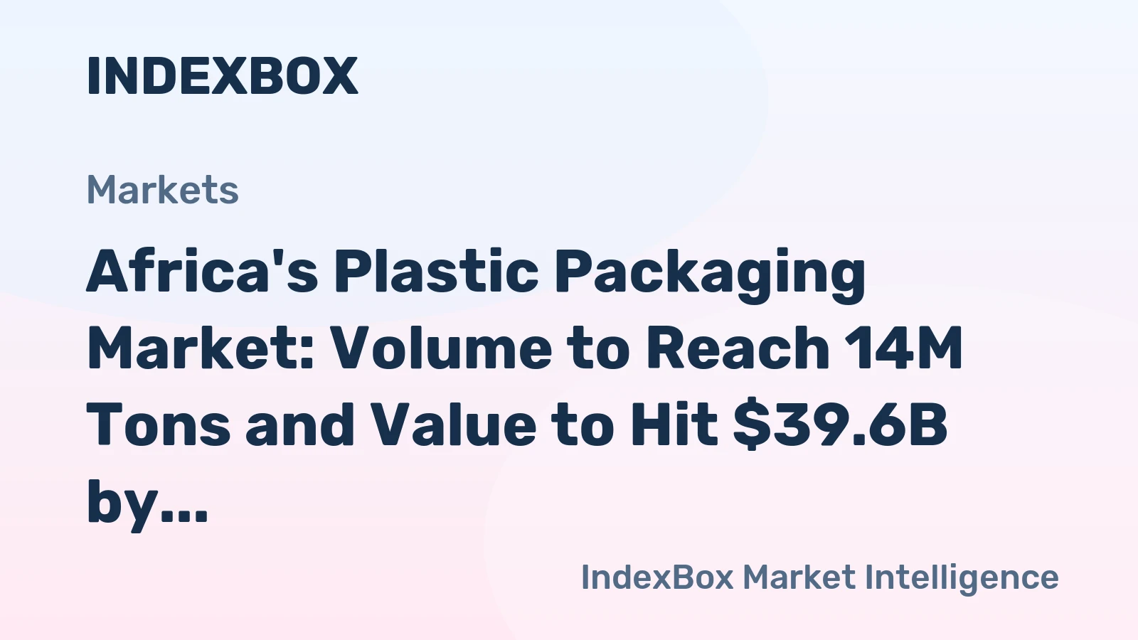 Africa's Plastic Packaging Market: Volume to Reach 14M Tons and Value to Hit $39.6B by 2035