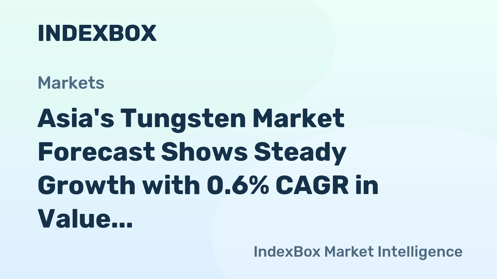 Asia's Tungsten Market Forecast Shows Steady Growth with 0.6% CAGR in Value Through 2035