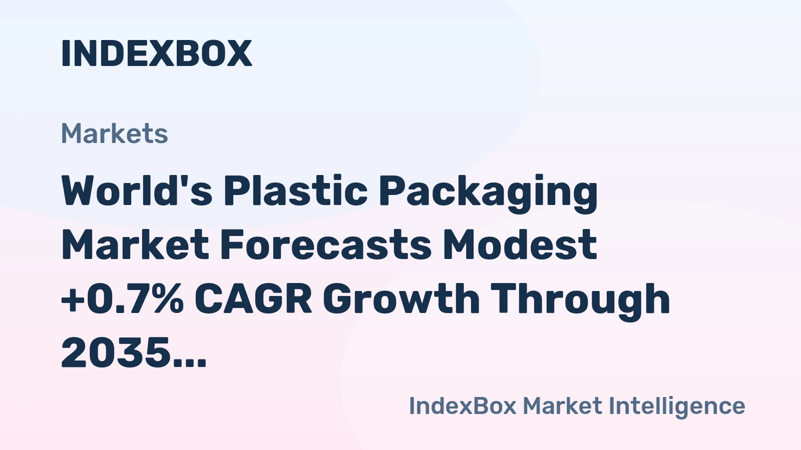 World's Plastic Packaging Market Forecasts Modest +0.7% CAGR Growth Through 2035