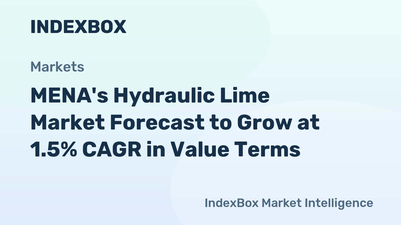 MENA's Hydraulic Lime Market Forecast to Grow at 1.5% CAGR in Value Terms