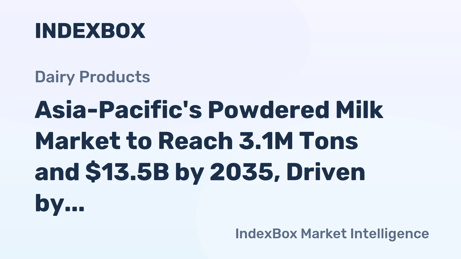 Asia-Pacific's Powdered Milk Market to Reach 3.1M Tons and $13.5B by 2035, Driven by Increasing Demand