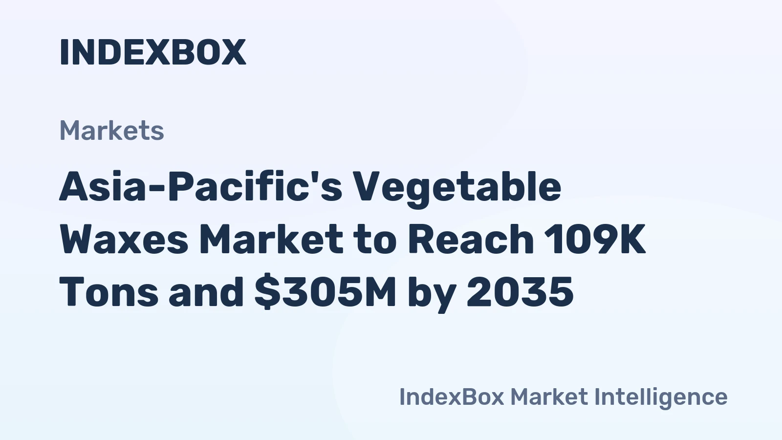Asia-Pacific's Vegetable Waxes Market to Reach 109K Tons and $305M by 2035