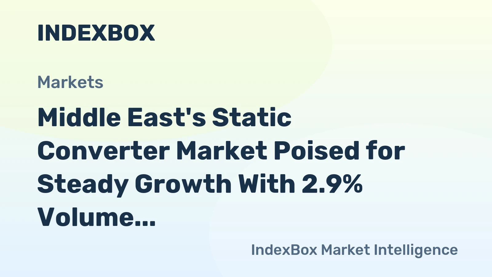 Middle East's Static Converter Market Poised for Steady Growth With 2.9% Volume CAGR Through 2035