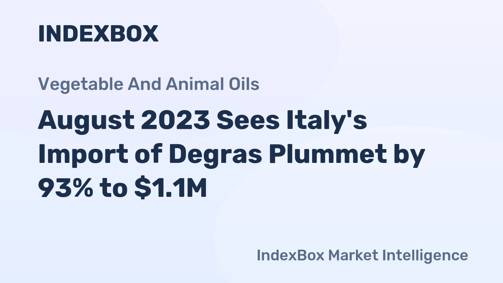 August 2023 Sees Italy's Import of Degras Plummet by 93% to $1.1M