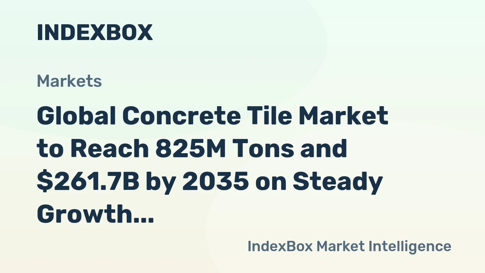 Global Concrete Tile Market to Reach 825M Tons and $261.7B by 2035 on Steady Growth