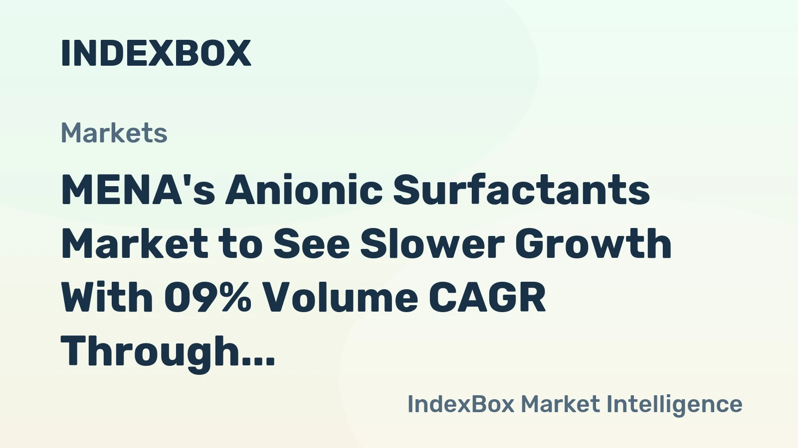 MENA's Anionic Surfactants Market to See Slower Growth With 09% Volume CAGR Through 2035