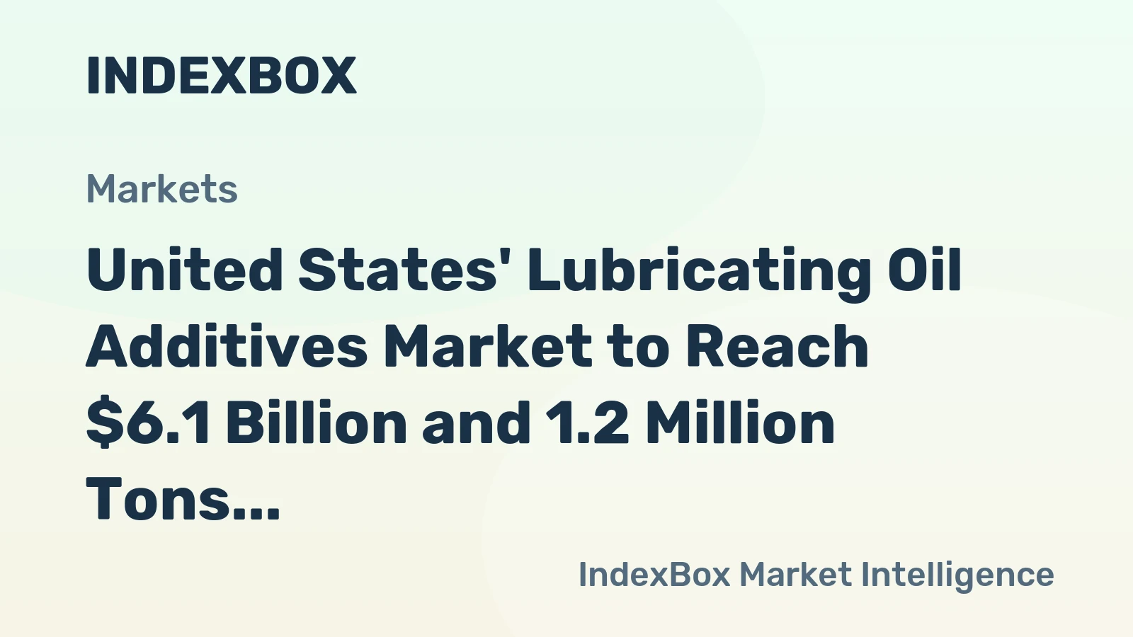 United States' Lubricating Oil Additives Market to Reach $6.1 Billion and 1.2 Million Tons by 2035