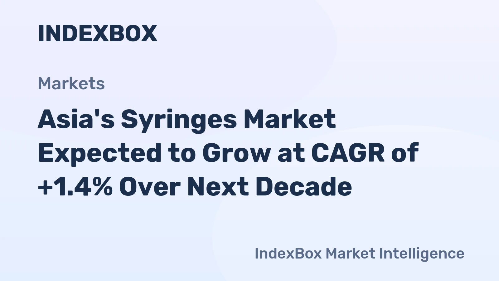 Asia's Syringes Market Expected to Grow at CAGR of +1.4% Over Next Decade