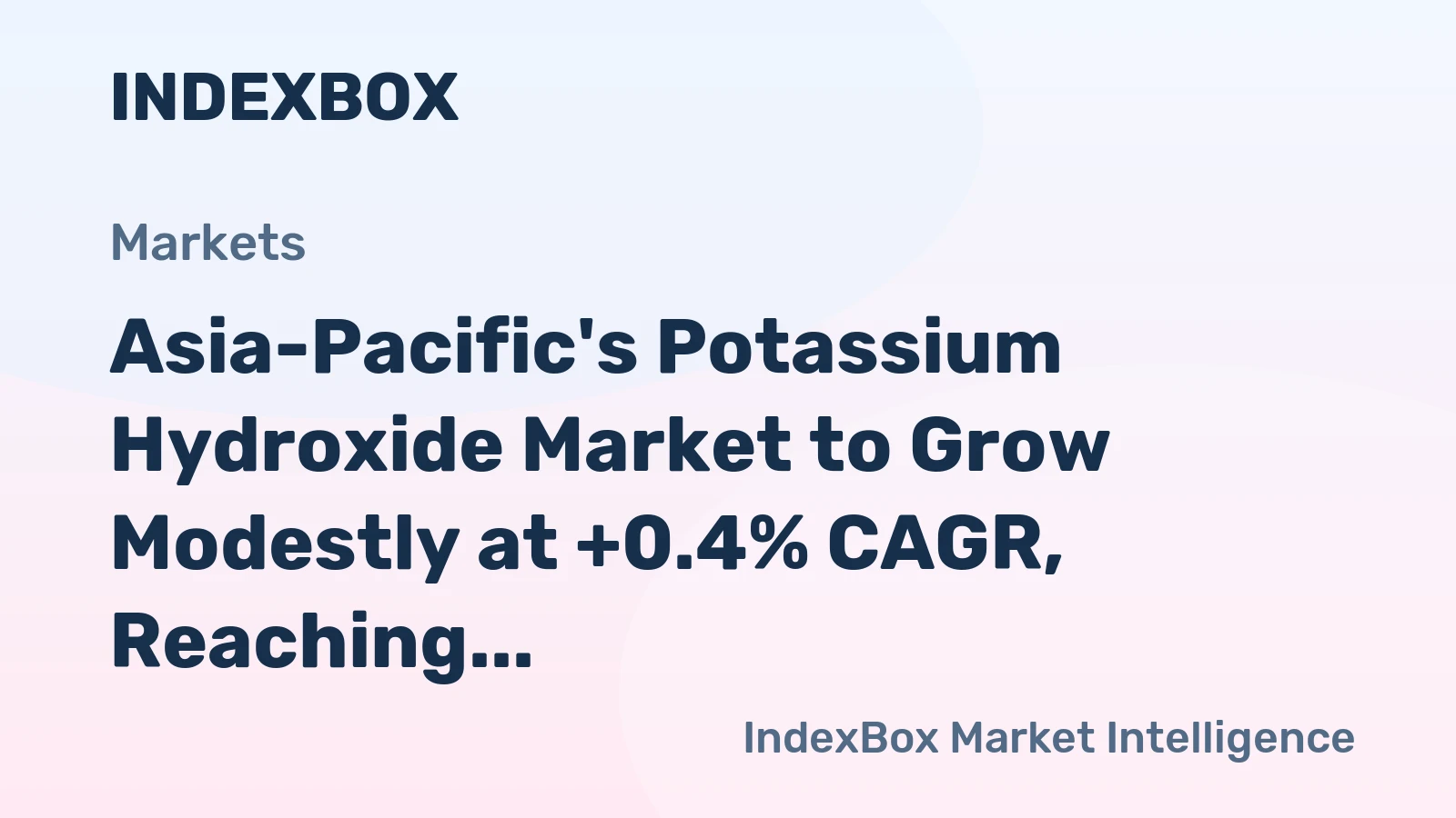 Asia-Pacific's Potassium Hydroxide Market to Grow Modestly at +0.4% CAGR, Reaching $3.6B by 2035