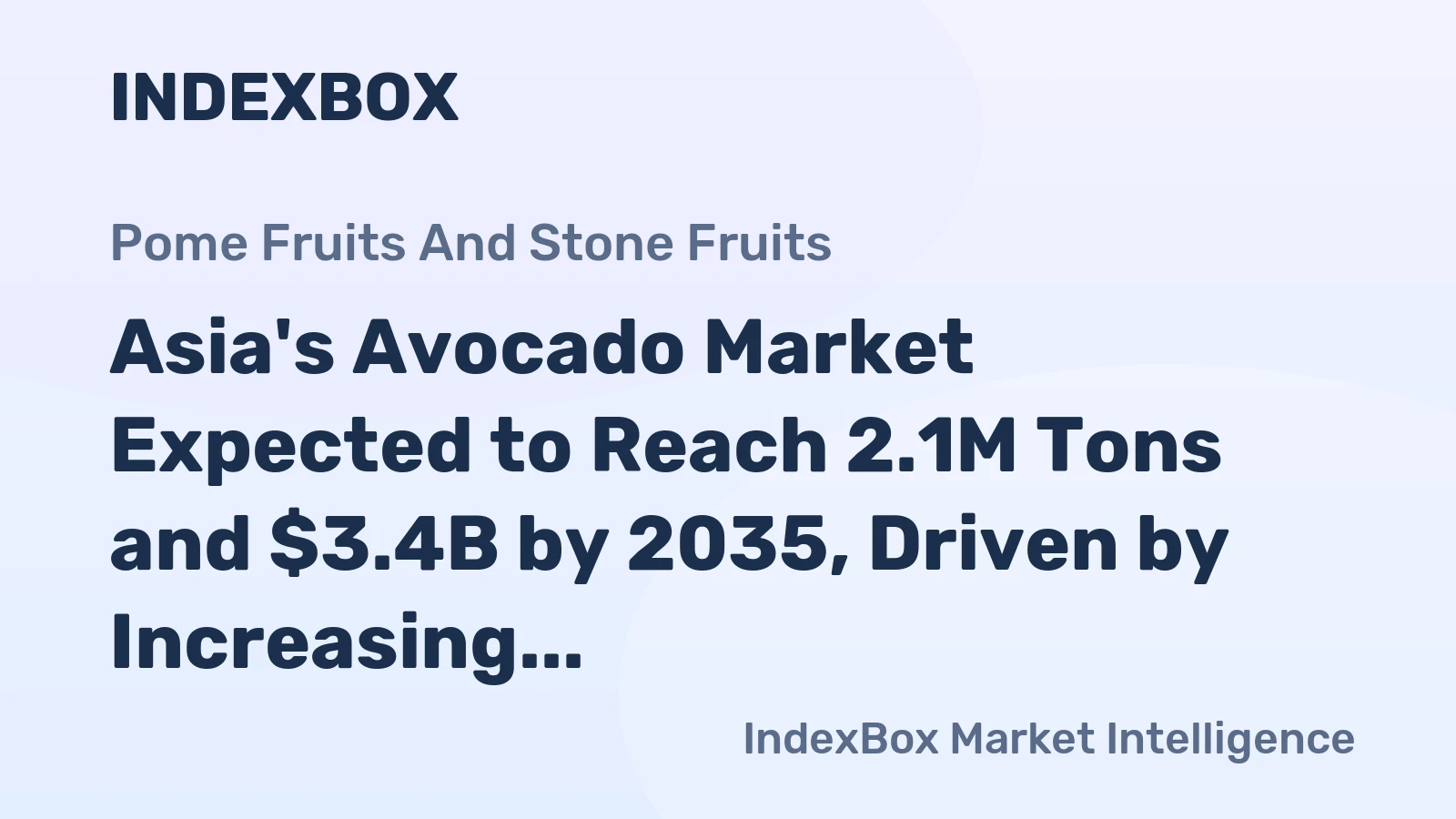 Asia's Avocado Market Expected to Reach 2.1M Tons and $3.4B by 2035, Driven by Increasing Demand